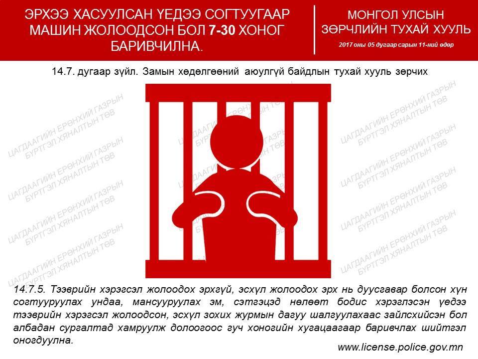 Замын хөдөлгөөний аюулгүй байдлын тухай хуулийн зарим заалт Зөрчлийн