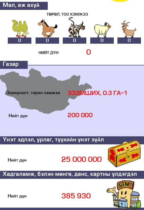 Ц Оюунбаатар гишүүний хөрөнгө орлого