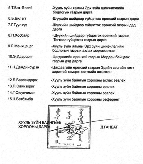 Өршөөл үзүүлэх тухай хуулийн төслийг хэлэлцүүлэгт бэлтгэх ажлын хэсэг